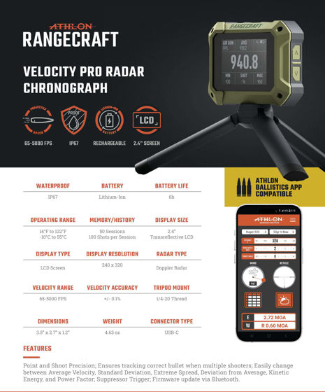 Jaktdepotet. Athlon Rangecraft Velocity Pro Radar Kronograf